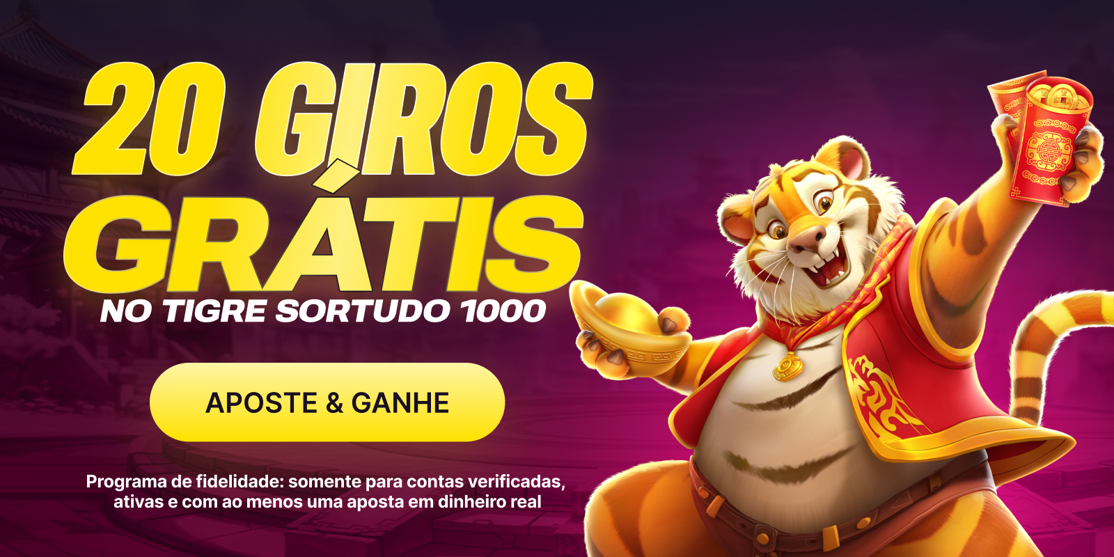 20 Giros Grátis no Tigre Sortudo 1000
